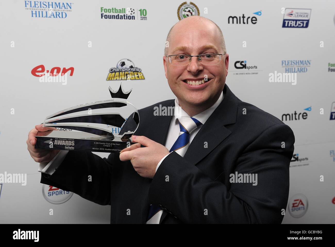 Huddersfield Town's Chief Executive Nigel Clibbens with their award for ...