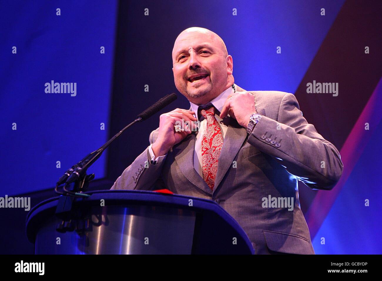 Mark clemmit on stage 2010 football league grosvenor house hotel hi-res ...