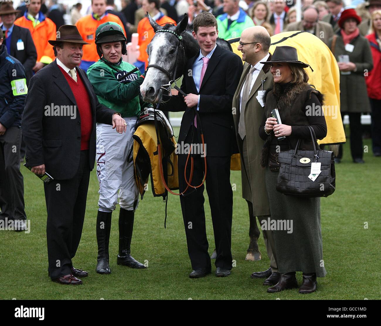 Barry Geraghty Second Left Celebrates Winning The Jcb Triumph Hurdle