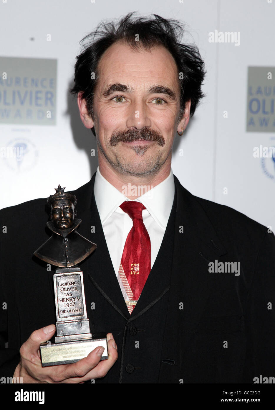 Mark Rylance with his Best Actor Award, for Jerusalem, during the ...