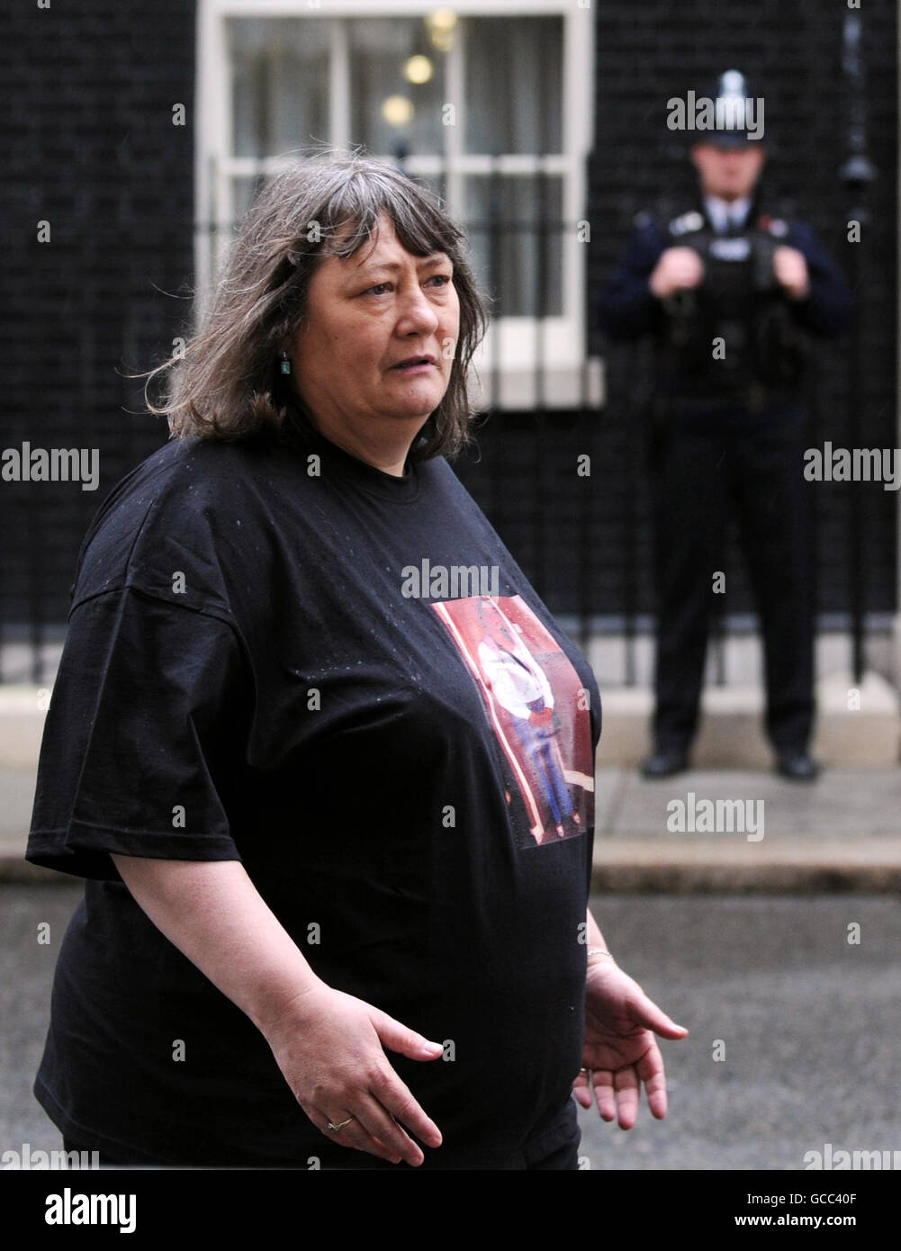 Yvonne Adamson delivers a petition to 10 Downing Street in London ...