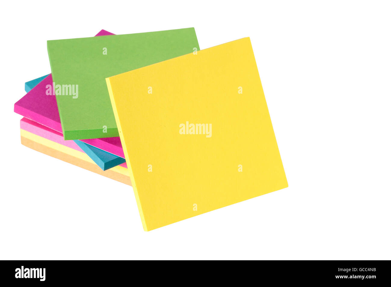 colored notes isolated on white background Stock Photo - Alamy