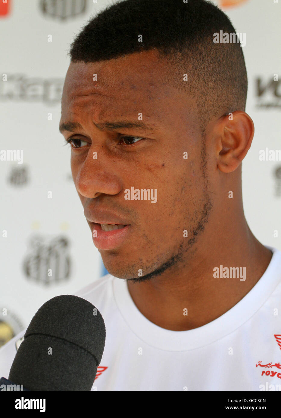 The striker Jonathan Copete at the press conference before the FC ...