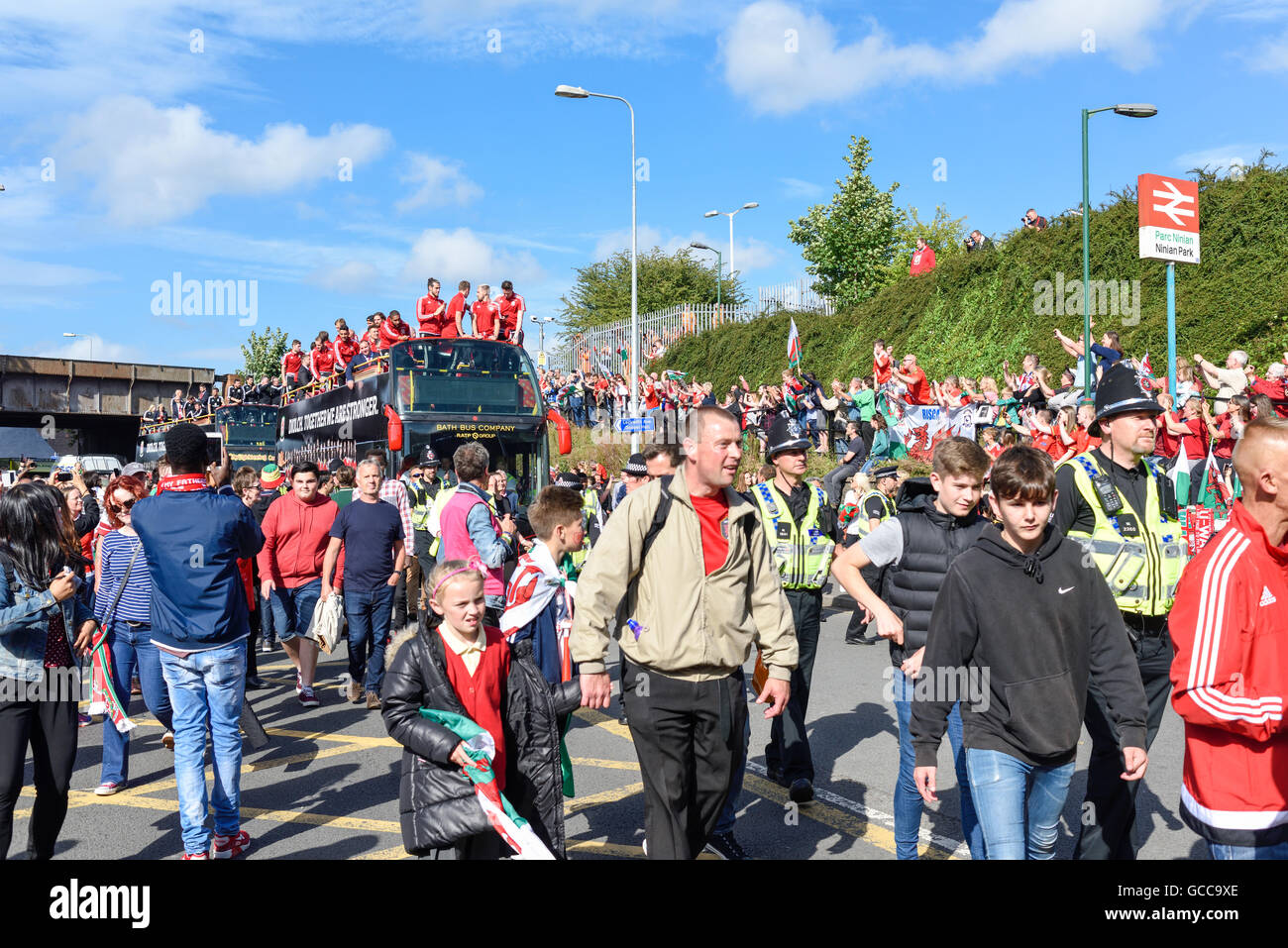 Cardiff,UK,08th July 2016.The Wales football team have received a ...