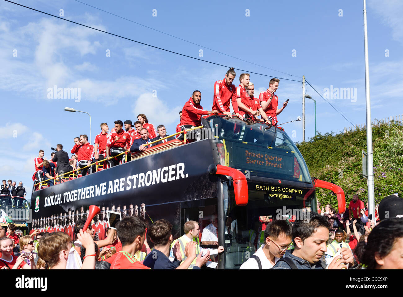 Cardiff,UK,08th July 2016.The Wales football team have received a ...