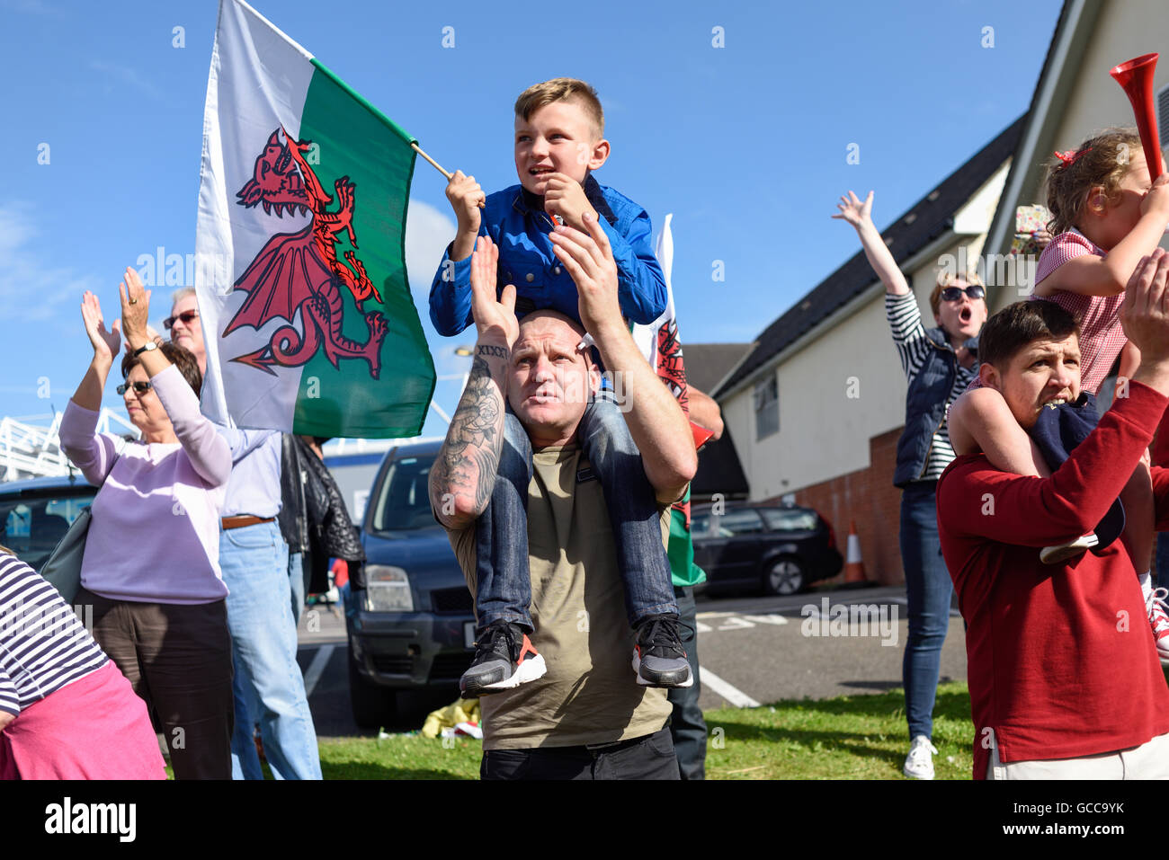 Cardiff,UK,08th July 2016.The Wales football team have received a ...