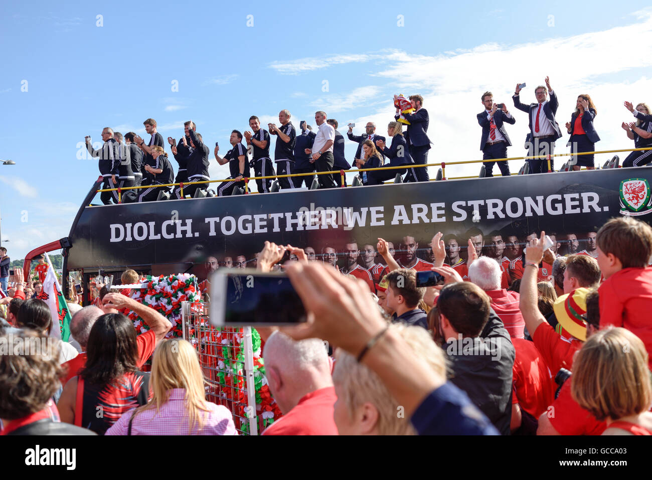 Cardiff,UK,08th July 2016.The Wales football team have received a ...