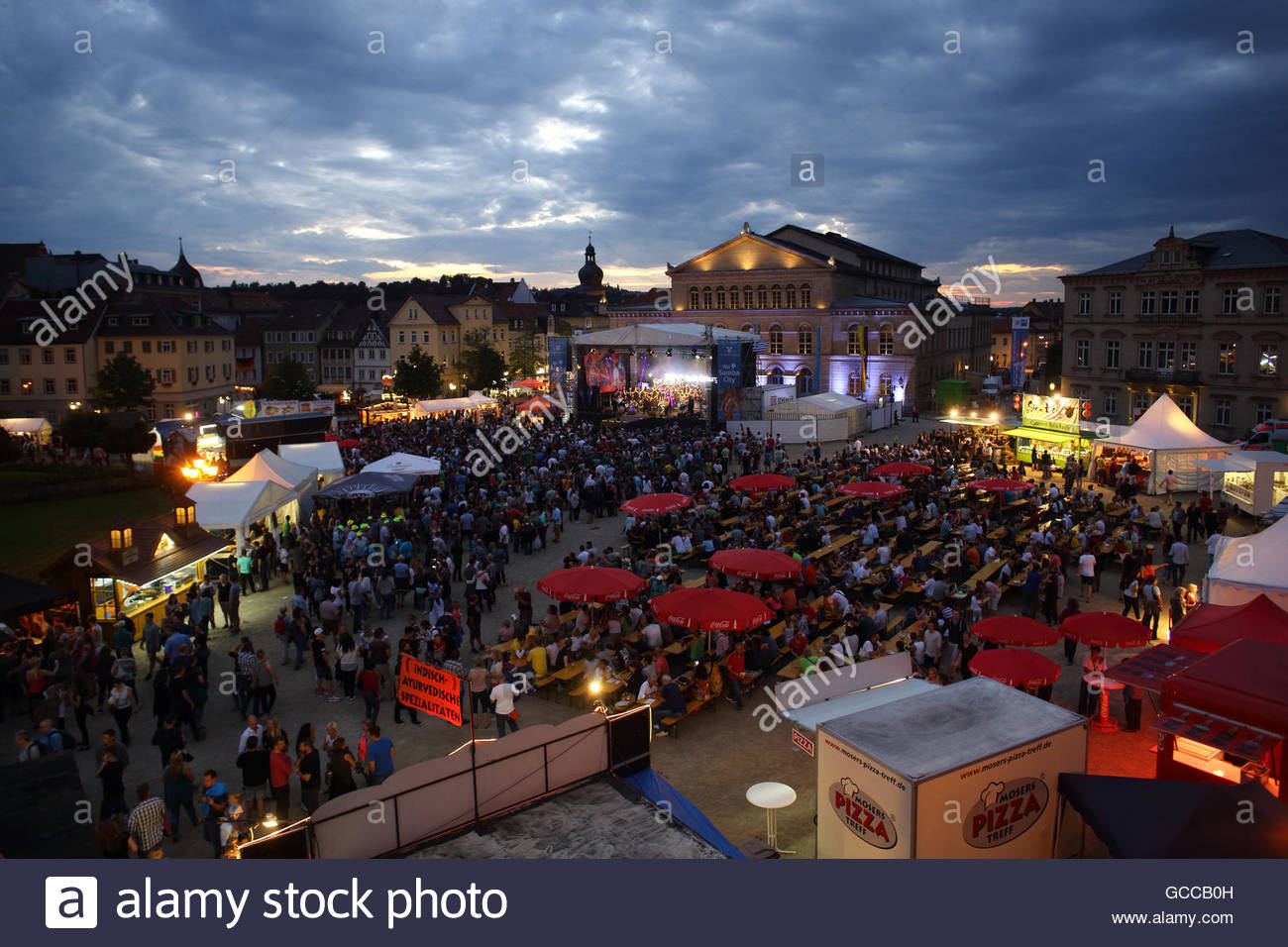 A view of the town of Coburg at night during one of the many festivals ...