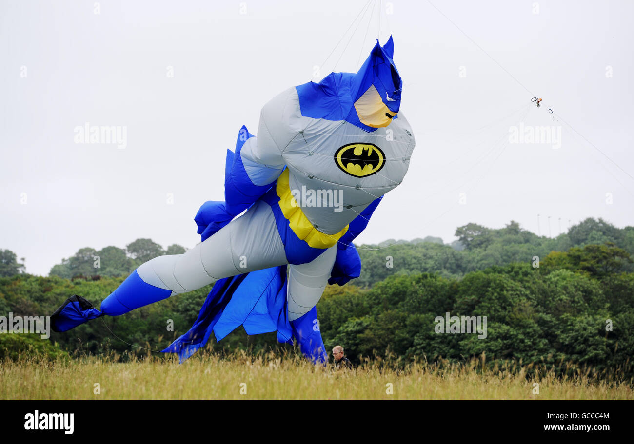 Brighton, UK. 9th July, 2016. Guy Reynolds launches his giant Batman ...