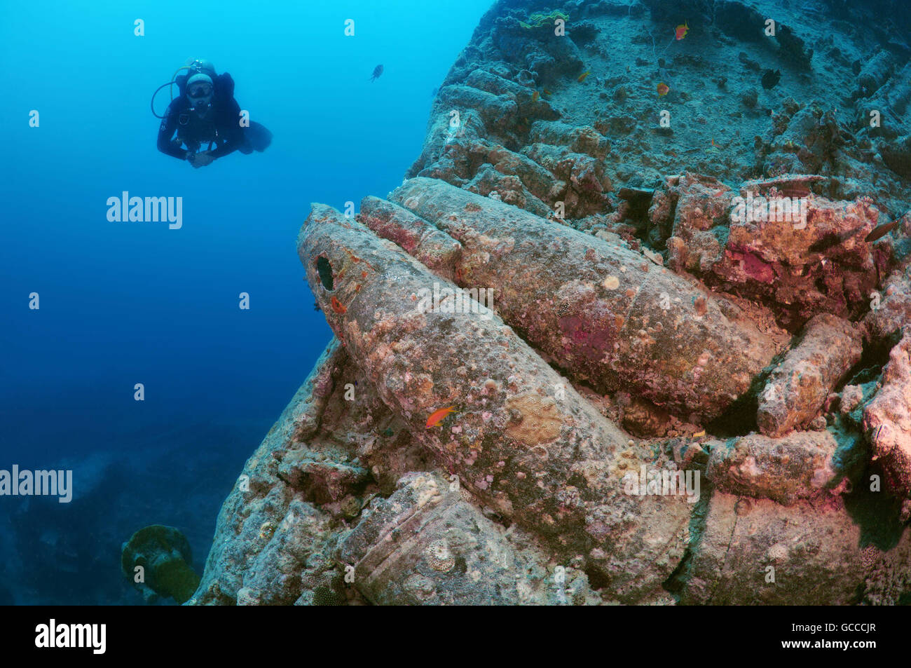 Red Sea, Egypt, Egypt. 3rd Mar, 2016. Male scuba diver at the large ...