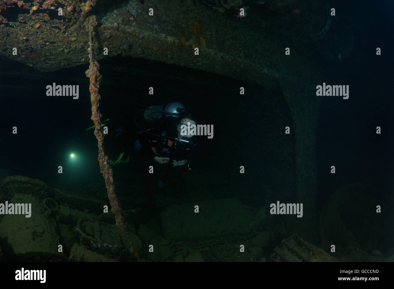 Scuba Diver Inside Sunken Ship High Resolution Stock Photography and ...