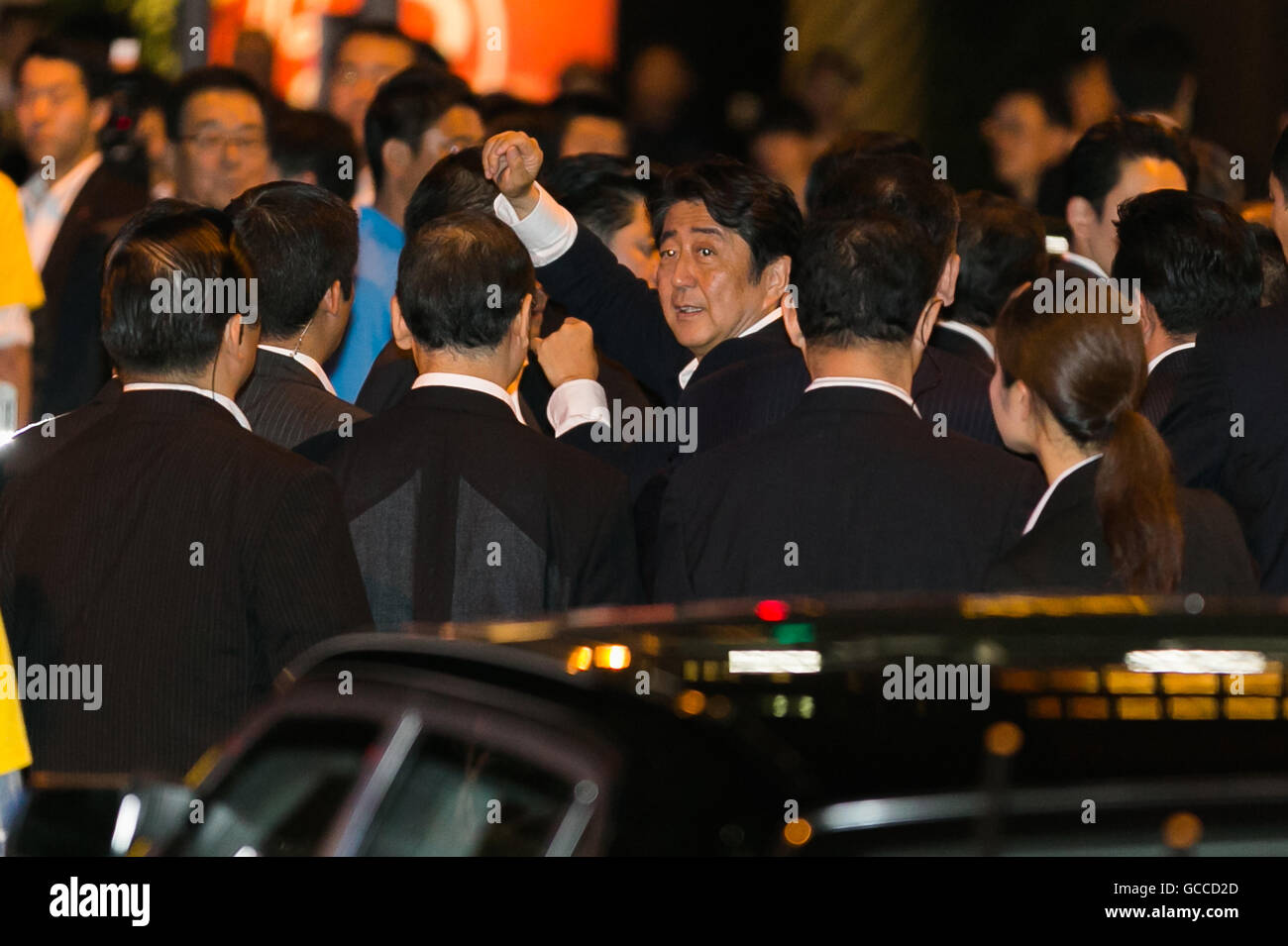 Akihabara, Japan. 9th July, 2016. Shinzo Abe, leader of the Liberal ...