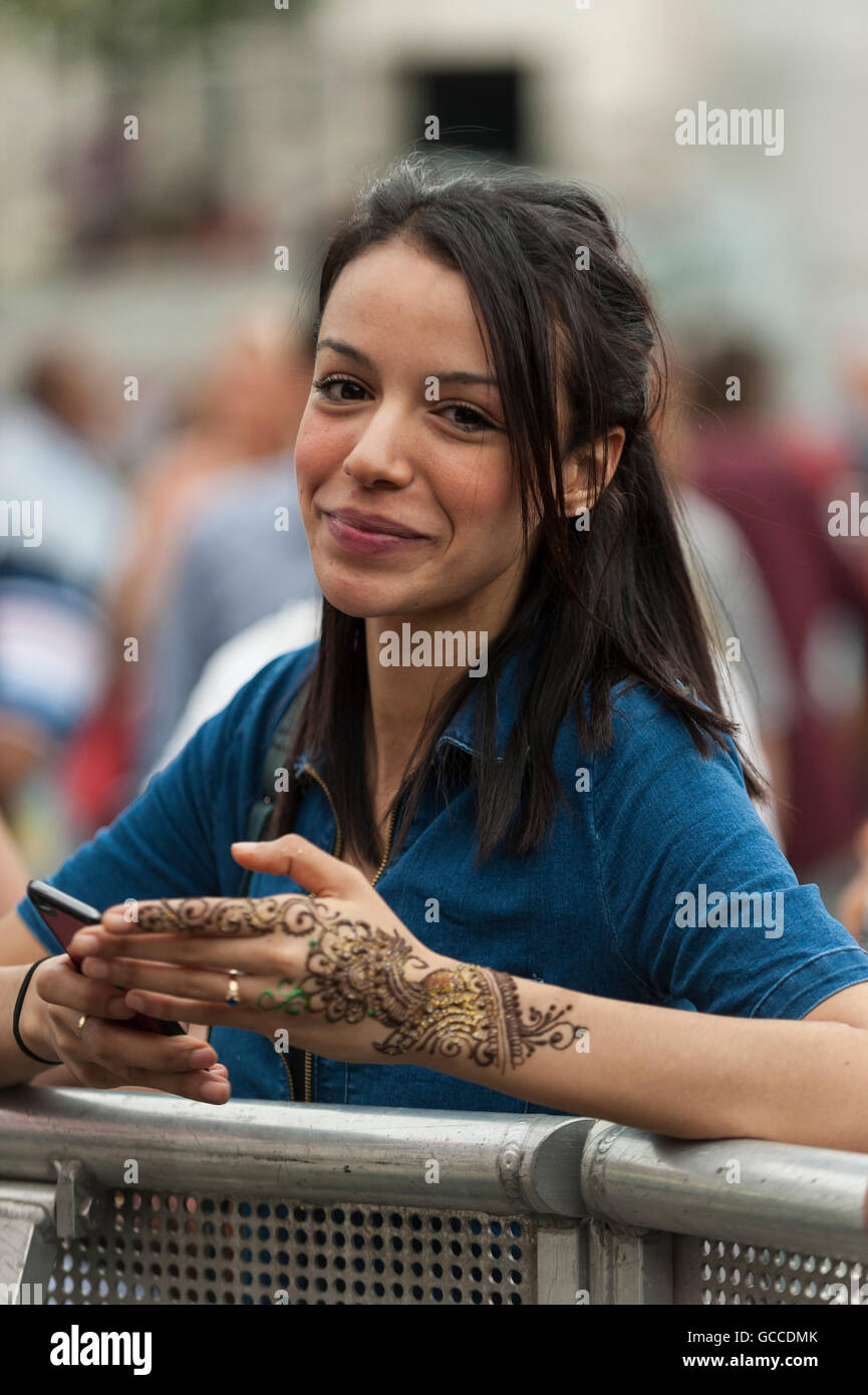 London, UK. 9 July 2016. Muslims celebrate the end of Ramadan at the ...
