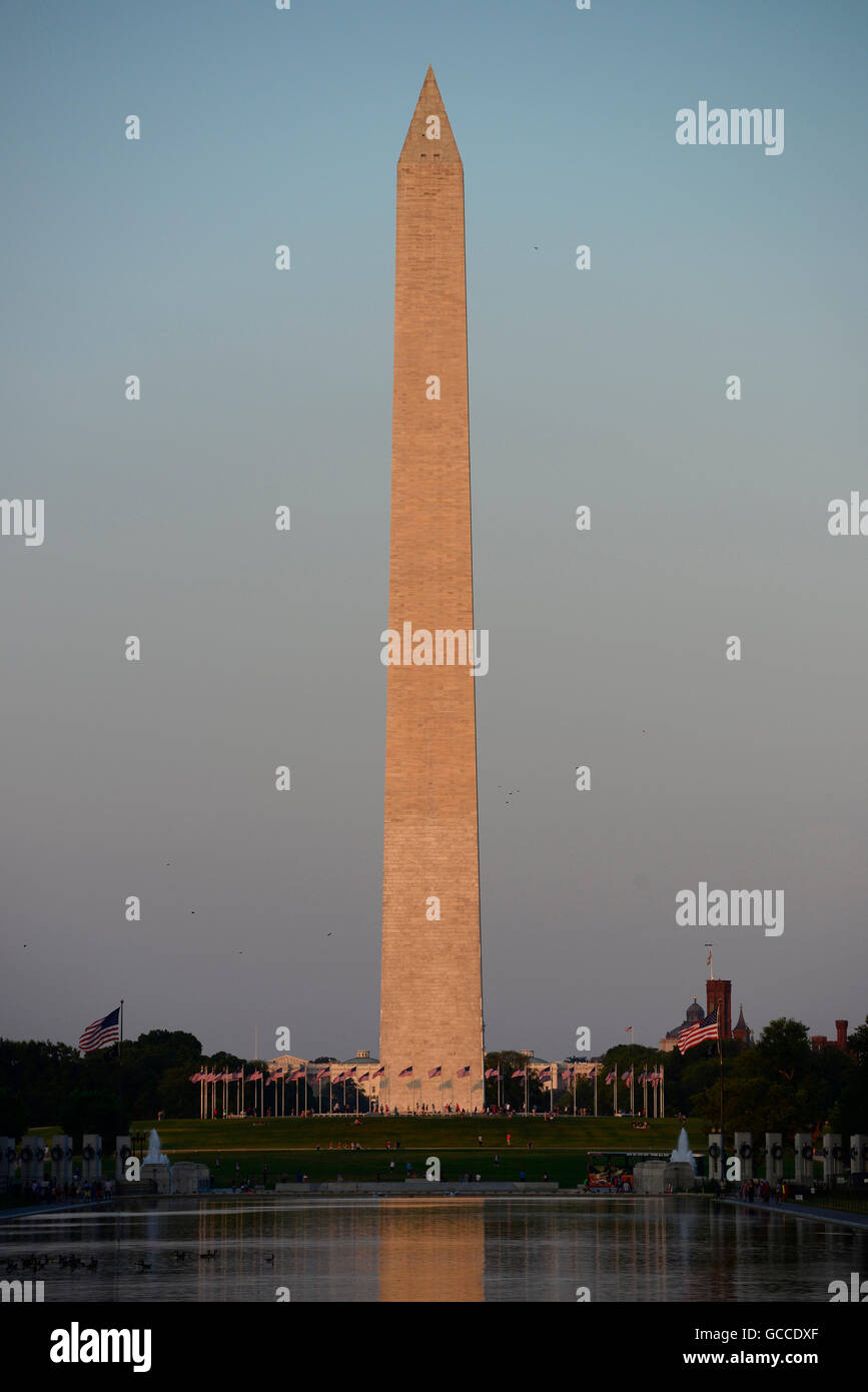 Washington Monument in Washington, DC looking east from the steps of ...