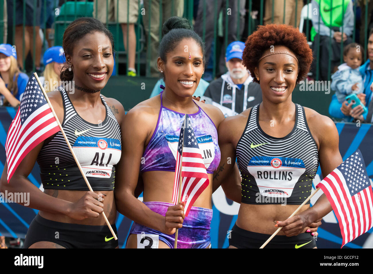 Eugene, USA. 8th July, 2016. Brianns Rollins, Kristi Castlin, and Nia ...