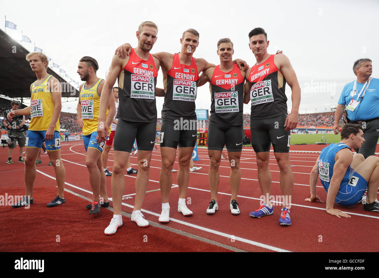 Amsterdam, The Netherlands. 9th July, 2016. The German men's 4x100 m ...