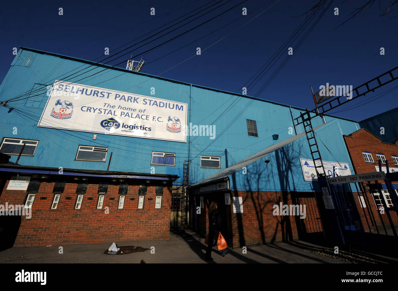 A general view of the outside of Selhurst Park, home to Crystal Palace ...