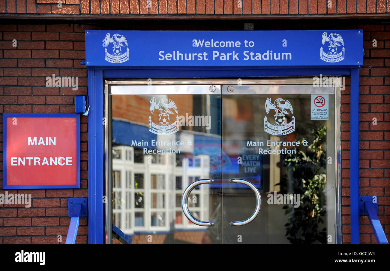 A general view of the main entrance at Selhurst Park, home to Crystal ...