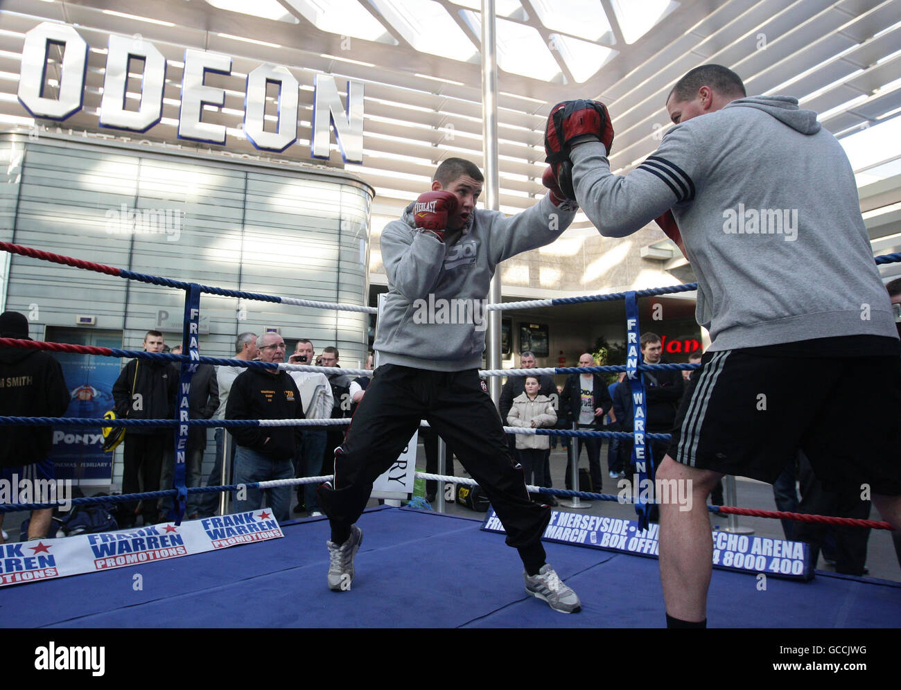 Liverpool boxer Liam Smith during a public workout at the Liverpool One ...