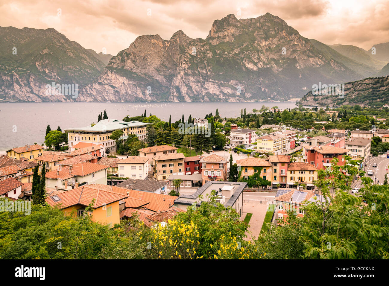 Panorama of Torbole, a small town on Lake Garda, Italy Stock Photo - Alamy