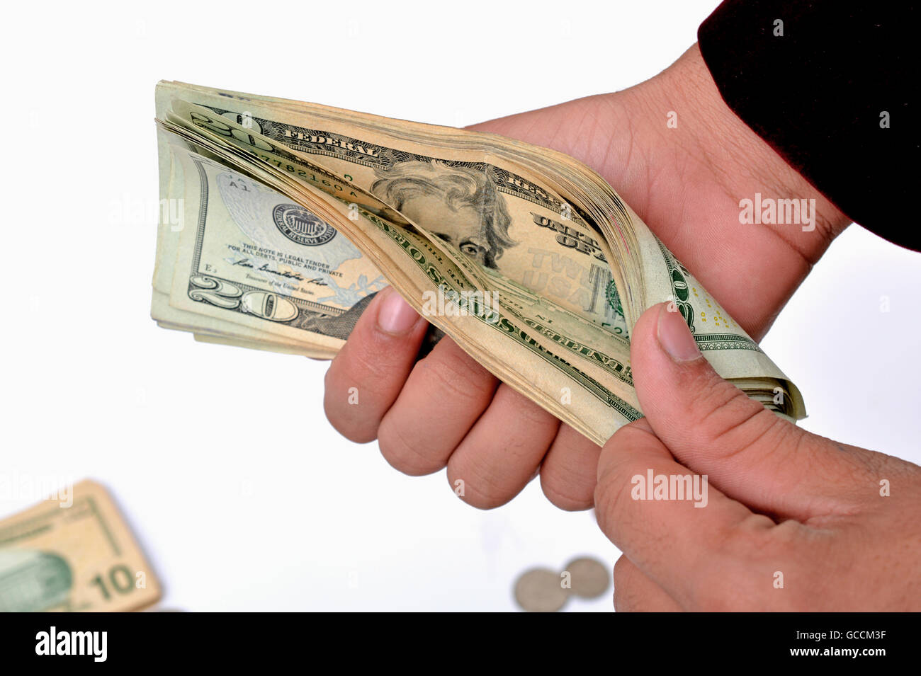 Businessman counting dollars success money hi-res stock photography and ...