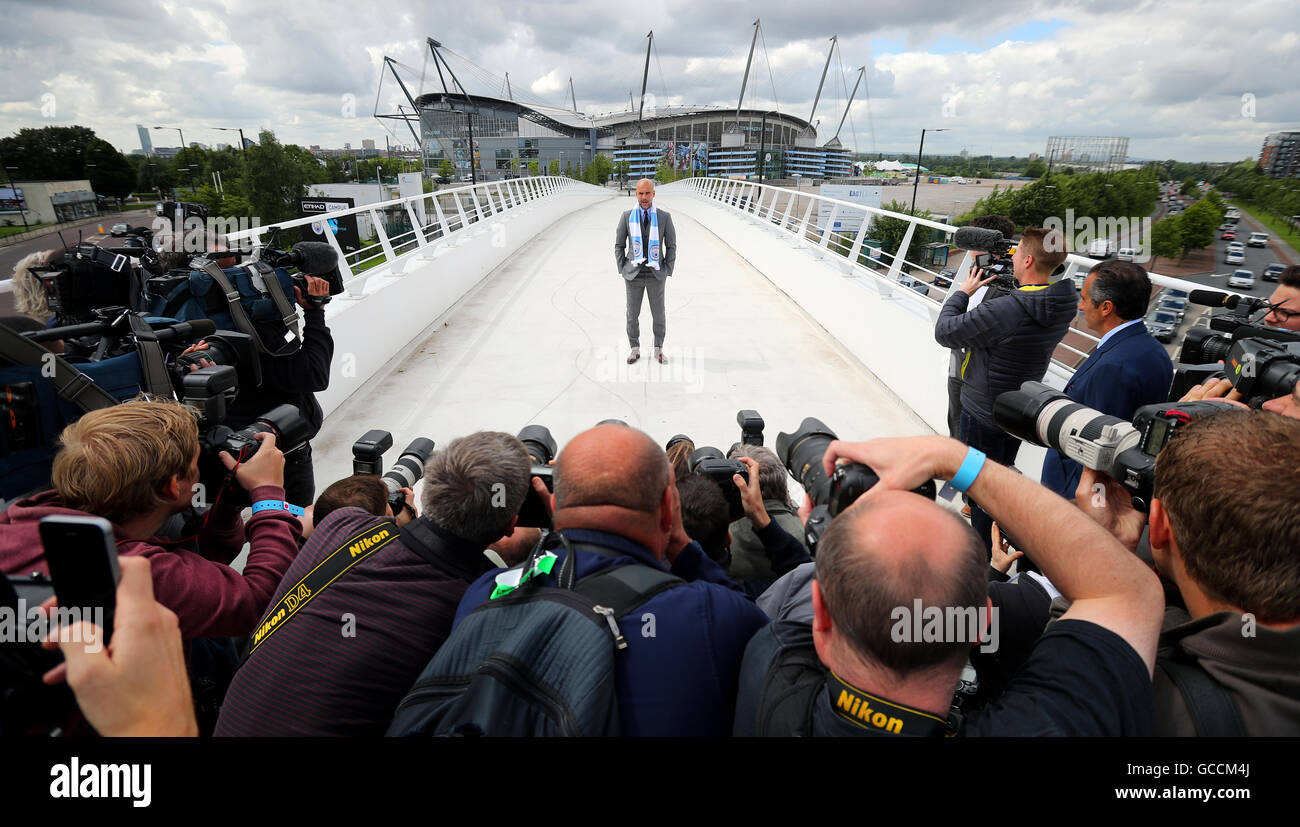 Manchester City manager Pep Guardiola during a press conference at the ...