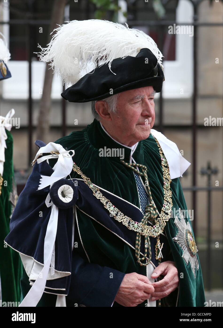 Lord Steel arrives at St Giles' Cathedral in Edinburgh for the Order of ...