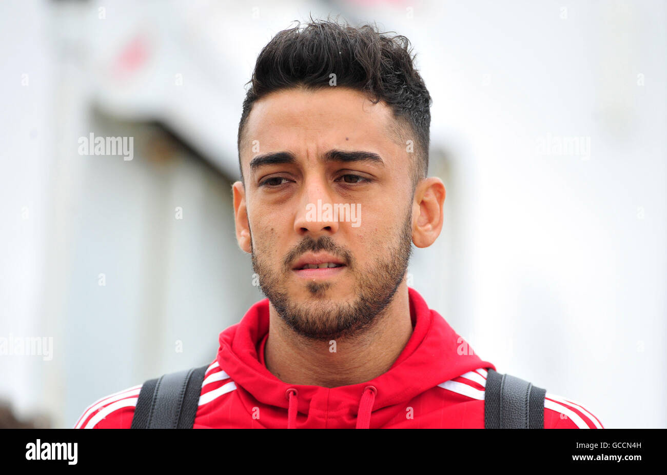 Wales' Neil Taylor arrives back at Cardiff Airport, Cardiff Stock Photo ...