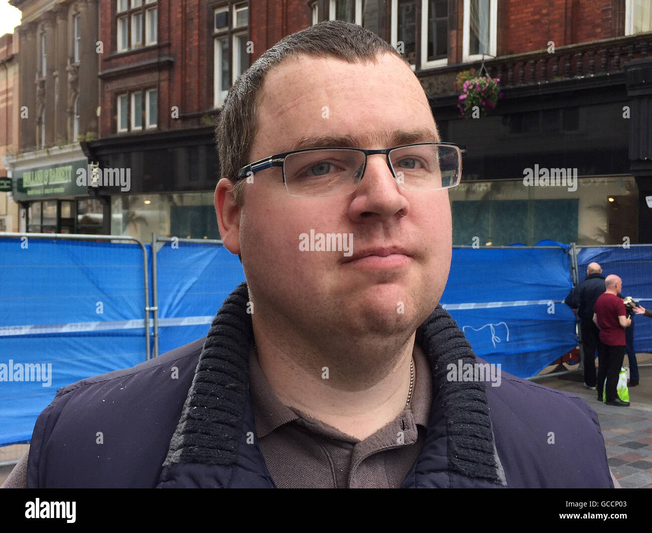Passenger Paul Frazer at the scene in Darlington where an elderly ...