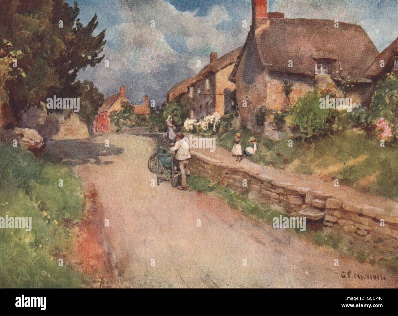 EBRINGTON. View of the village. Cotswolds. Gloucestershire. By GF ...