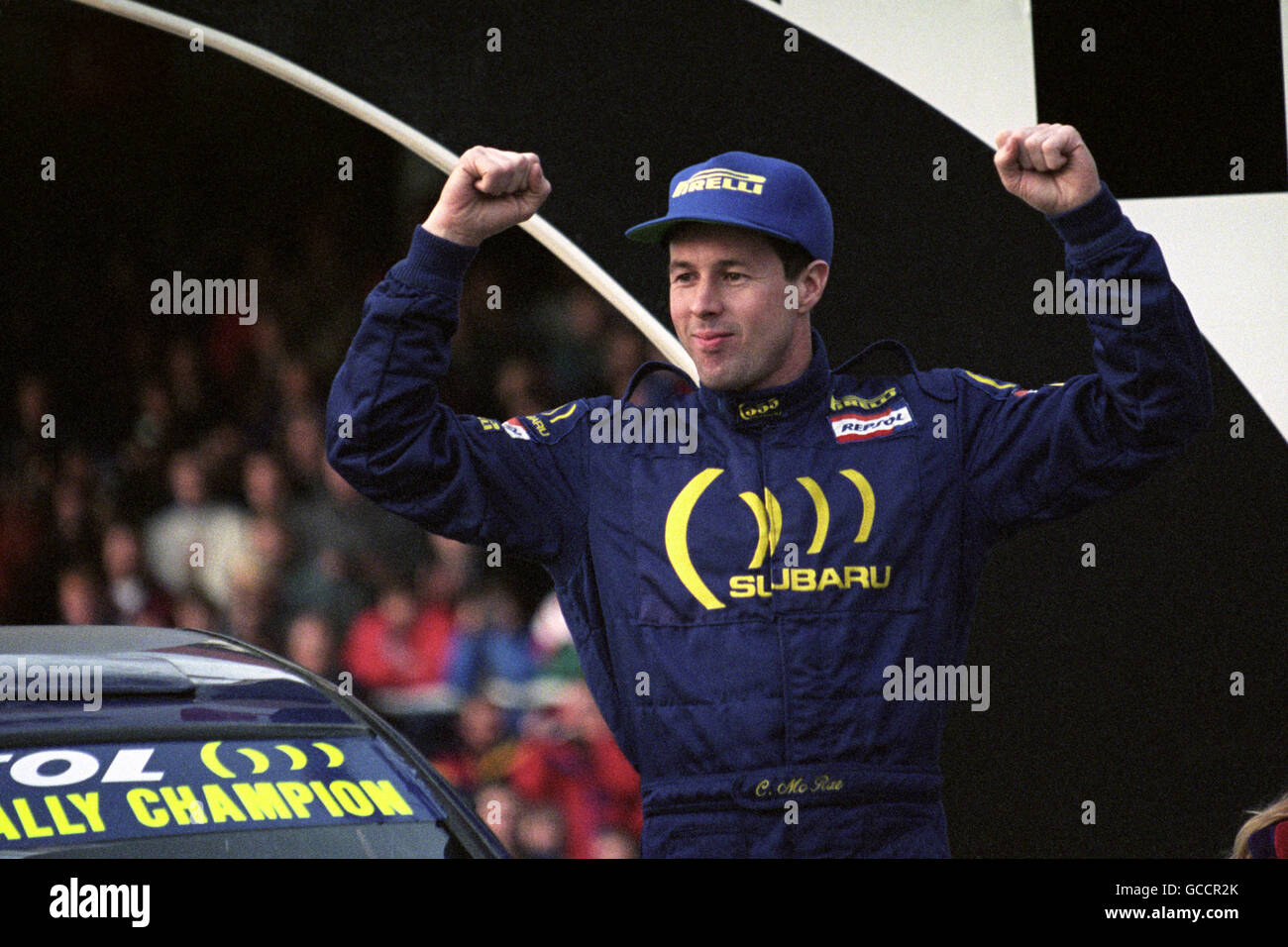 THE KING.. COLIN MCRAE SALUTES HIS VICTORY AT THE FINNISH LINE OF THE ...