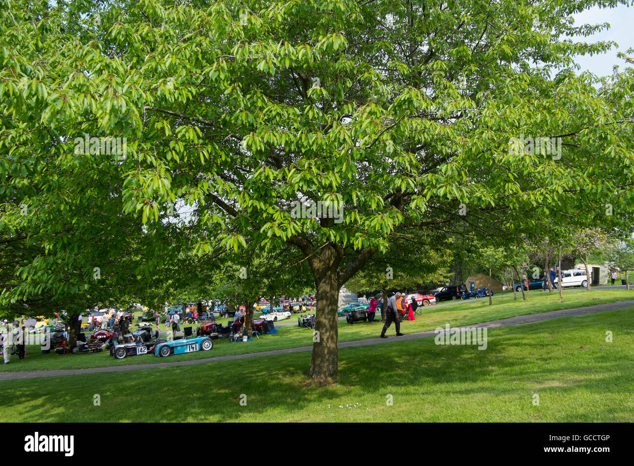 Man walking up the slope of the paddock at the French and Italian ...