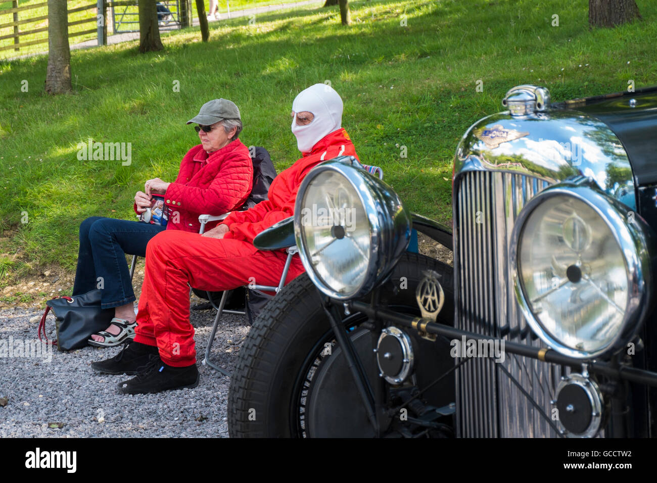 Andrew Cheyne with his 1934 Lagonda at the VSCC event at Prescott Hill ...