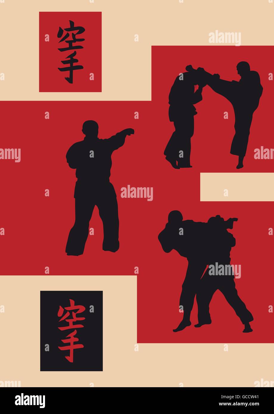 Illustration, hieroglyph and contour of karate Stock Photo - Alamy