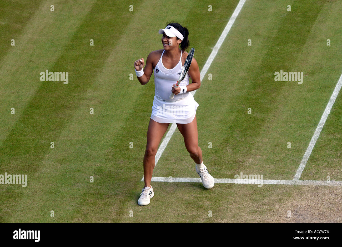 Heather Watson celebrates winning her doubles match with partner Henri ...