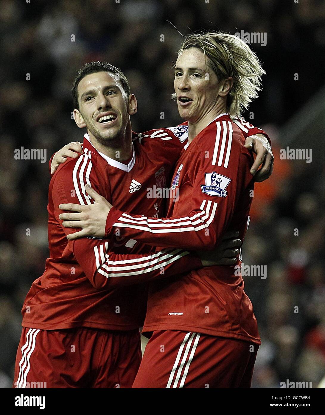 Liverpools fernando torres celebrates goal hi-res stock photography and ...