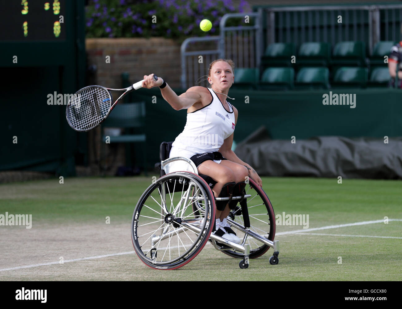 Jordanne Whiley during her Ladies' Wheelchair doubles match on day ...