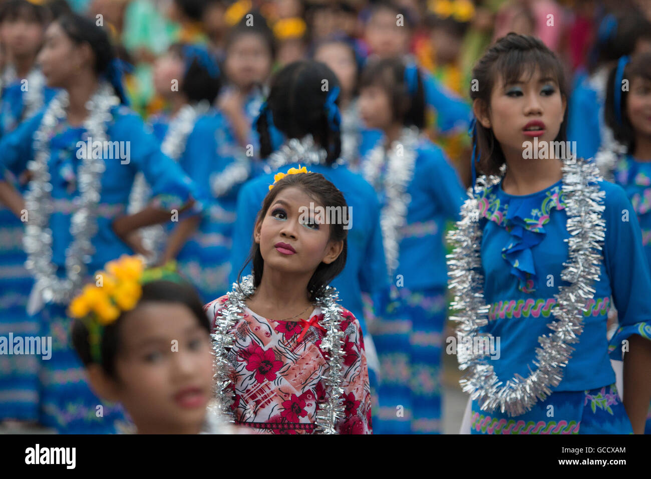 Traditional Dance Girls at the Thingyan Water Festival at the Myanmar ...