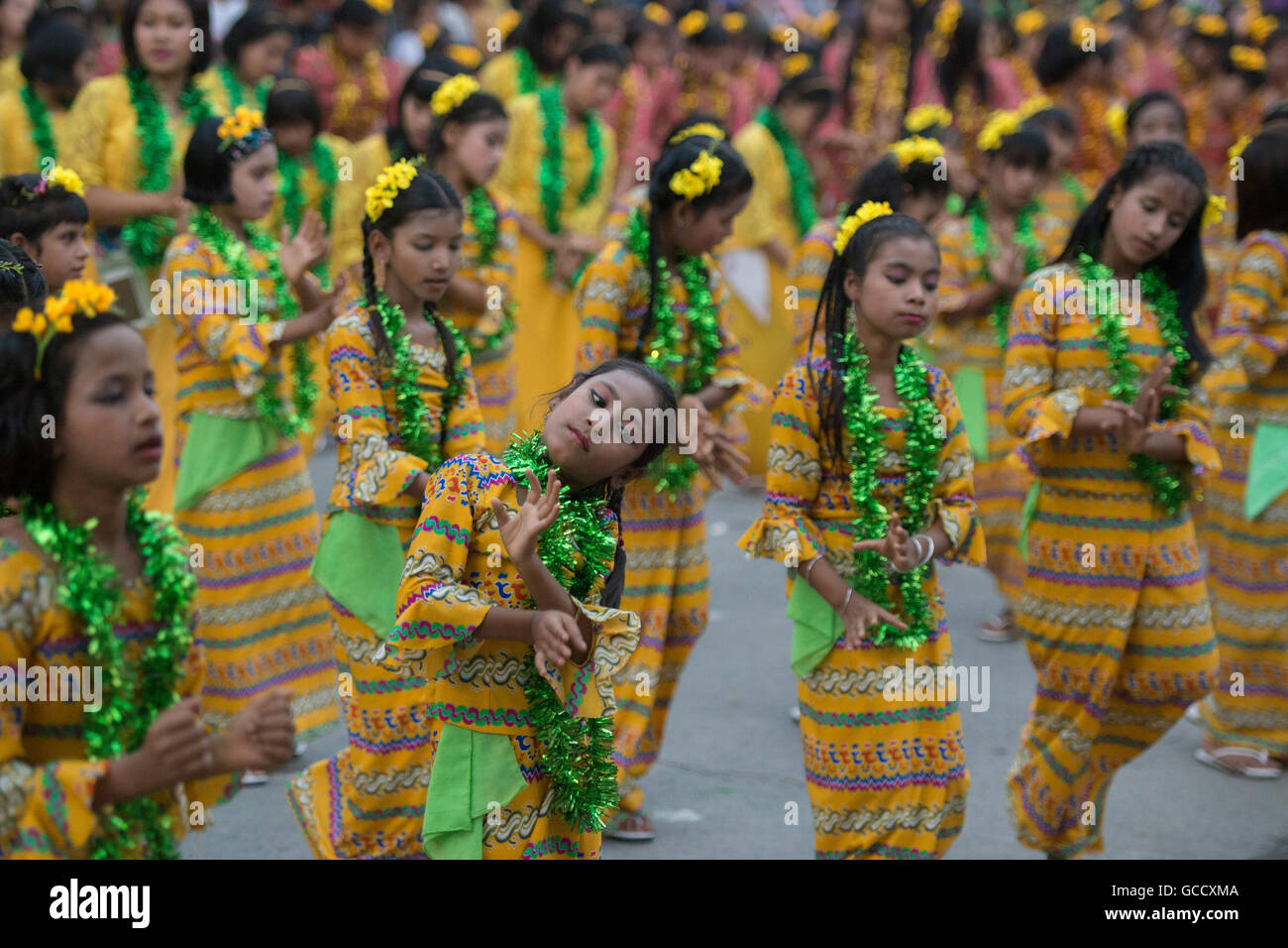 Traditional Dance Girls at the Thingyan Water Festival at the Myanmar ...