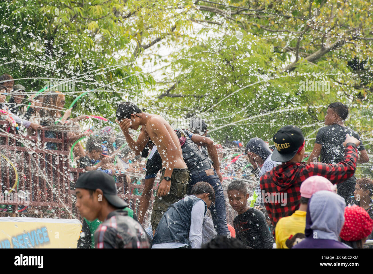 People at the Waterparty at the Thingyan Water Festival at the Myanmar ...
