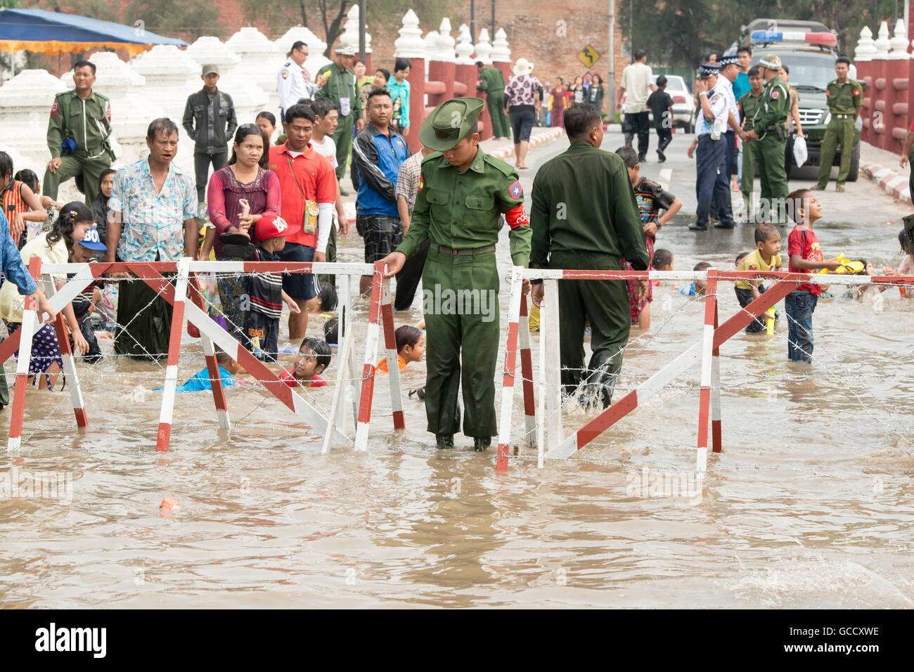 People at the Waterparty at the Thingyan Water Festival at the Myanmar ...