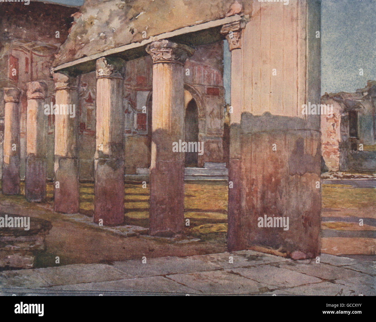 POMPEII. The Stabian Baths. By Alberto Pisa, antique print 1910 Stock ...