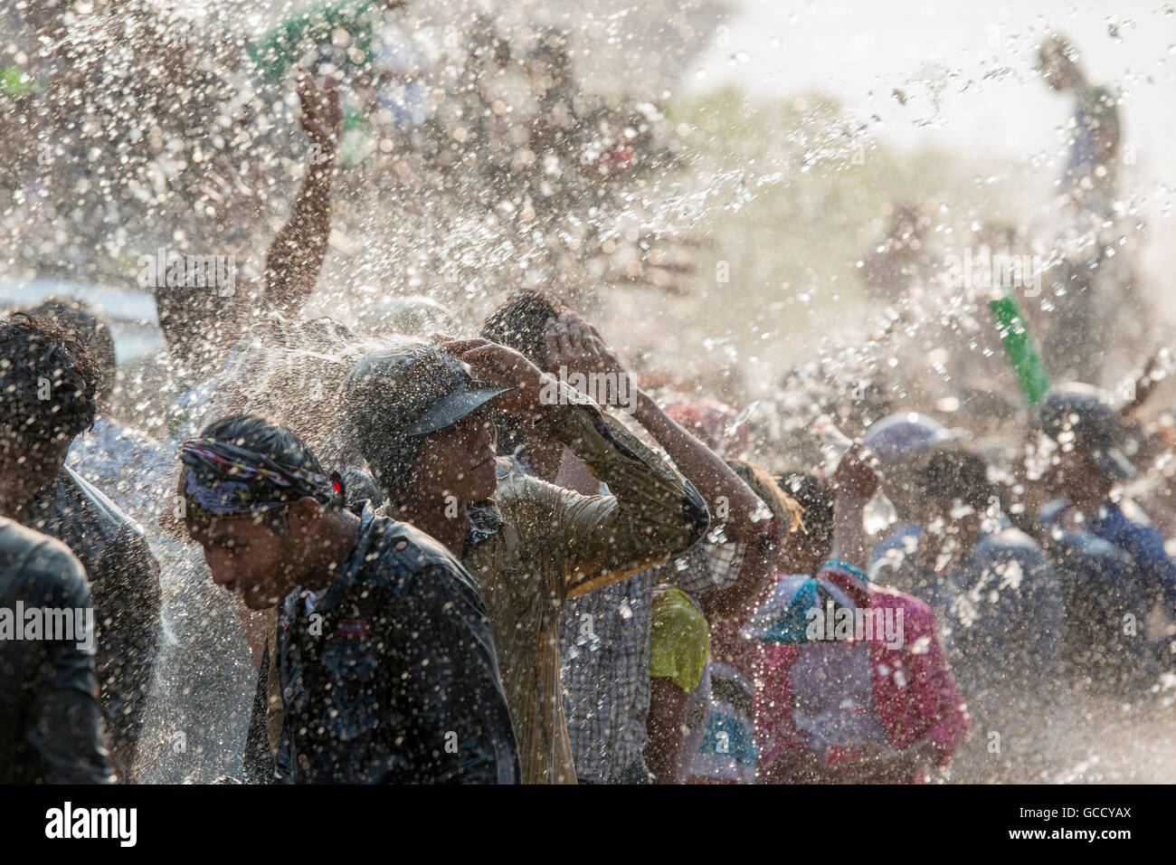 People at the Waterparty at the Thingyan Water Festival at the Myanmar ...
