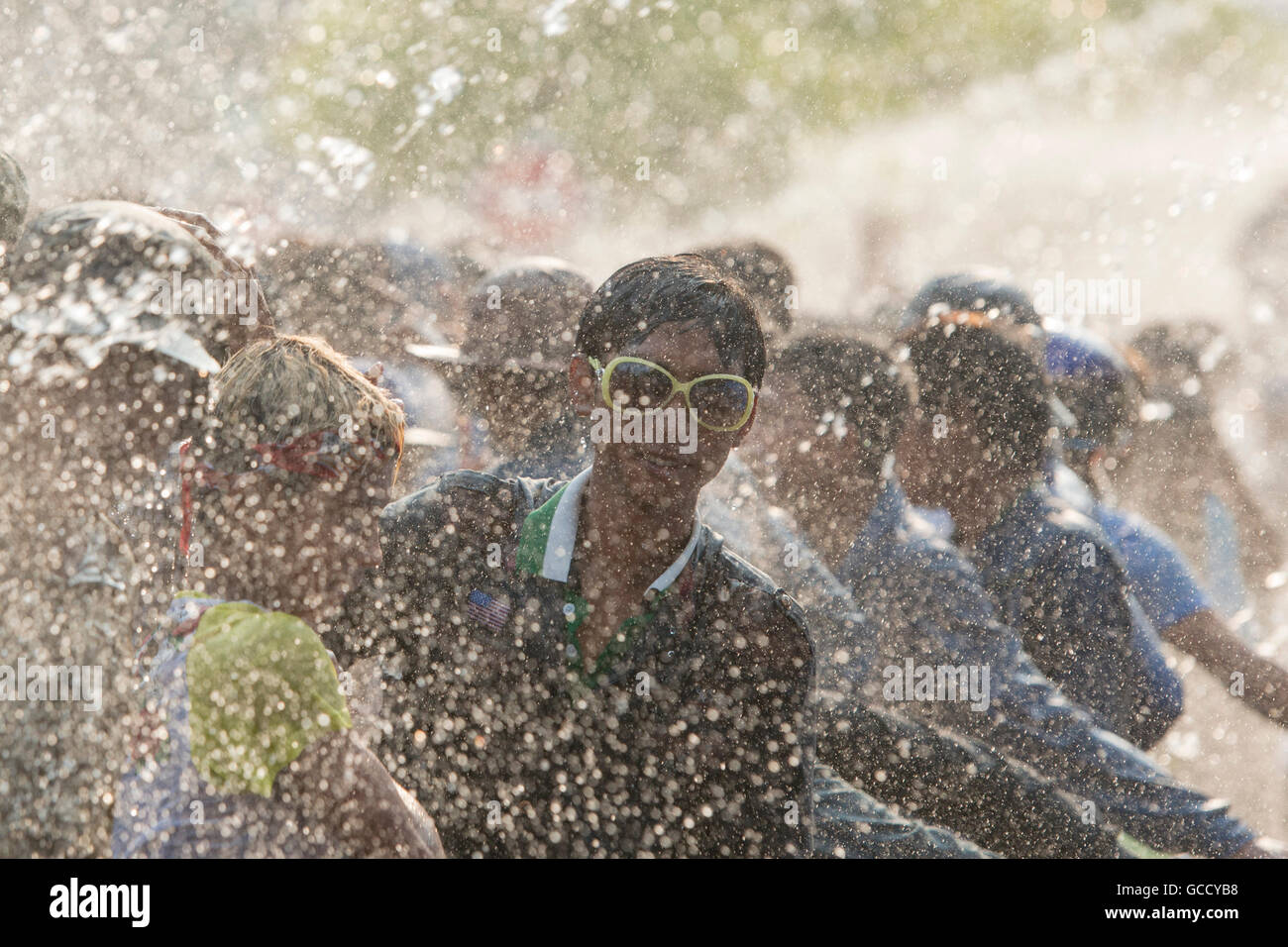 People at the Waterparty at the Thingyan Water Festival at the Myanmar ...