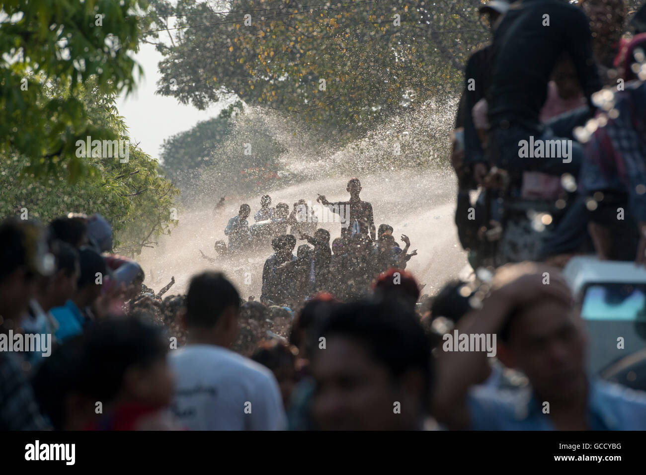 People at the Waterparty at the Thingyan Water Festival at the Myanmar ...