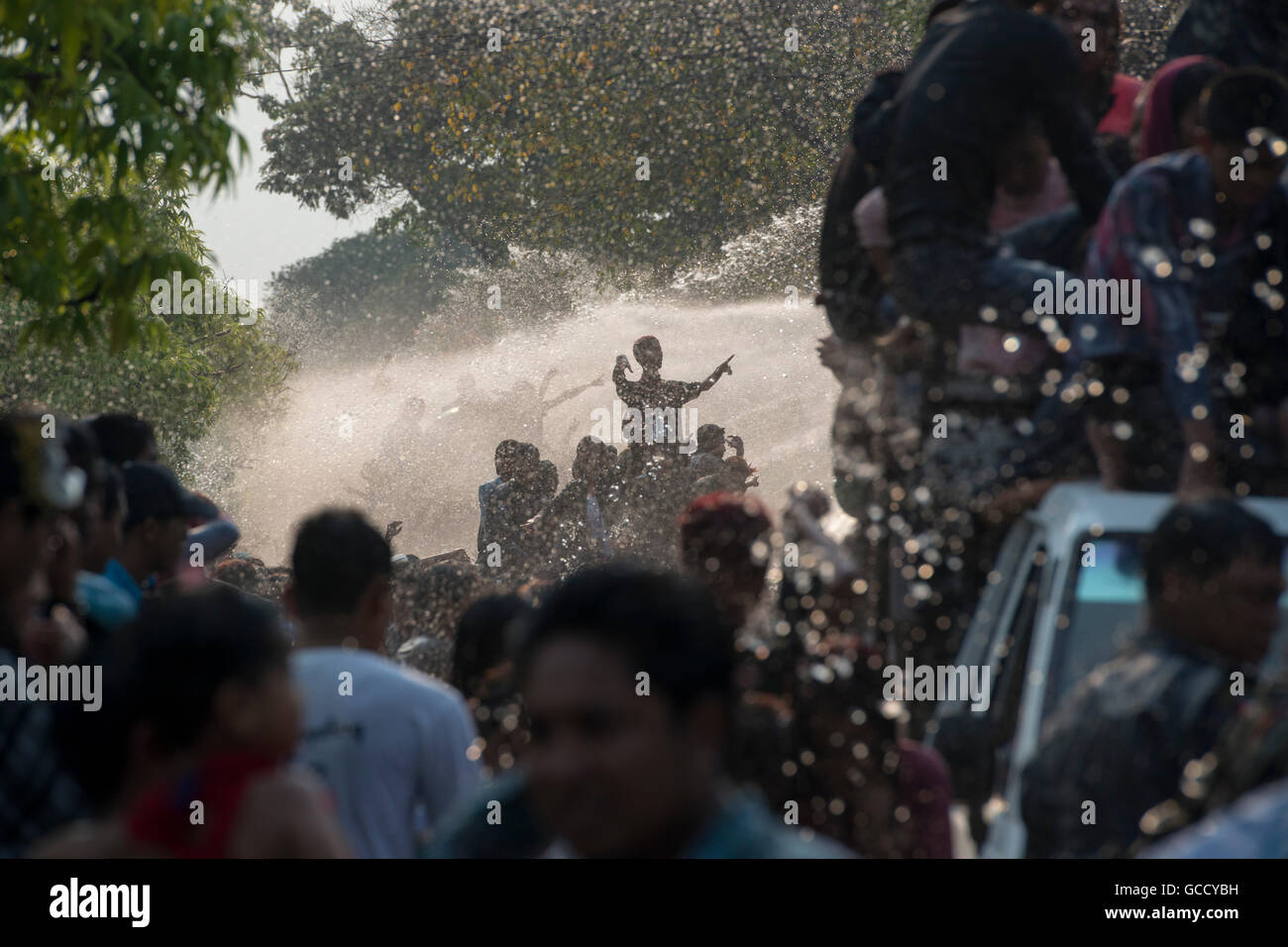 People at the Waterparty at the Thingyan Water Festival at the Myanmar ...