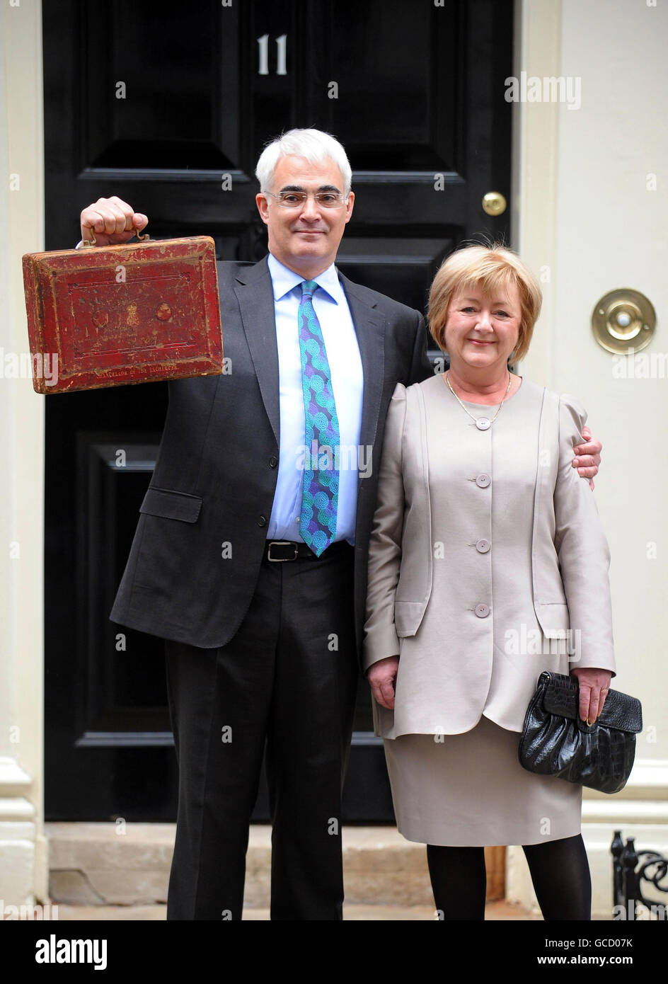 Chancellor Alistair Darling holds up his ministerial red box on the ...