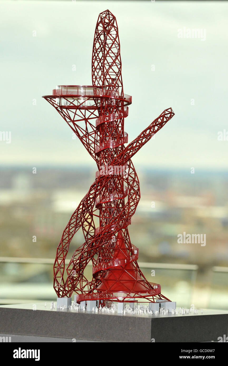 A scale model of the proposed ArcelorMittal Orbit tower, which was ...