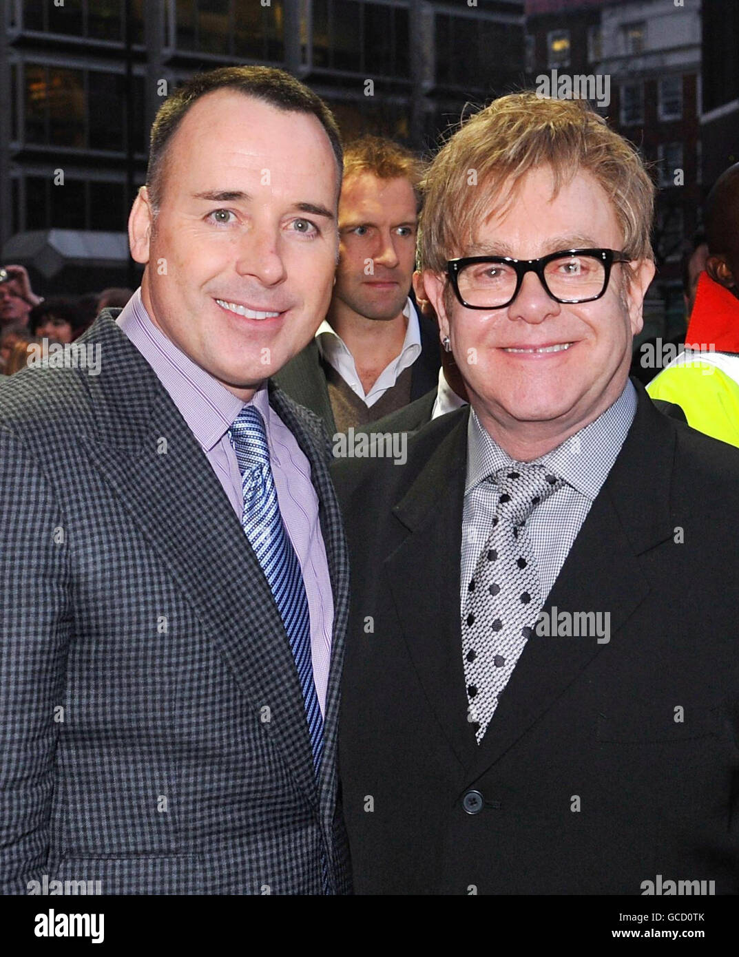 Sir Elton John (left) and partner David Furnish on the red carpet ahead ...