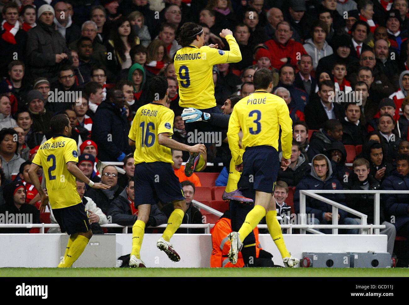 Barcelona's Zlatan Ibrahimovic celebrates scoring the opening goal of ...